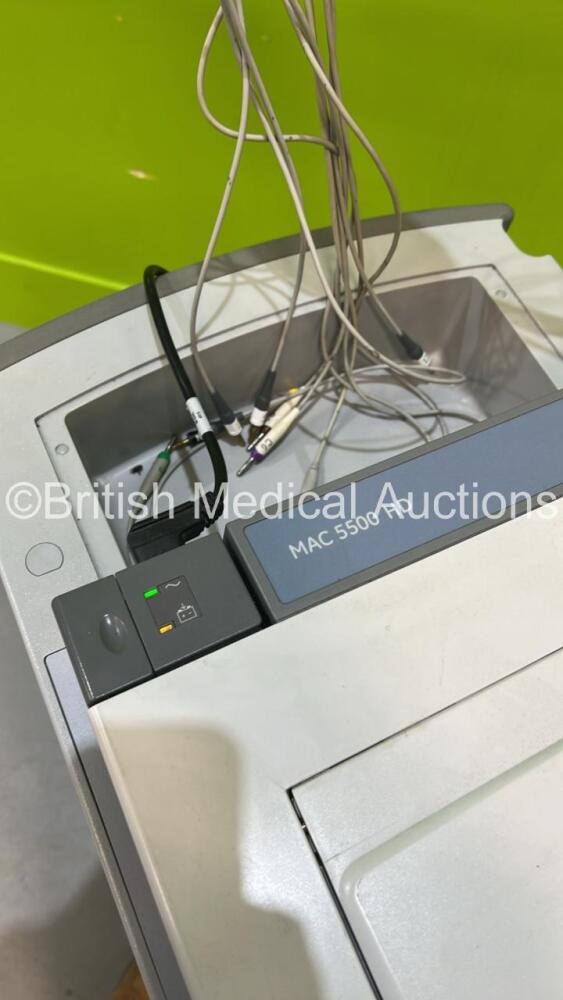GE MAC 5500 HD ECG Machine on Stand with 10 Lead ECG Leads (Draws Power ...