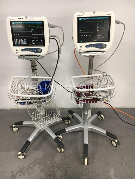 2 x Mindray PM-7000 Patient Monitors with ECG,T1,T2,SpO2 and NIBP ...