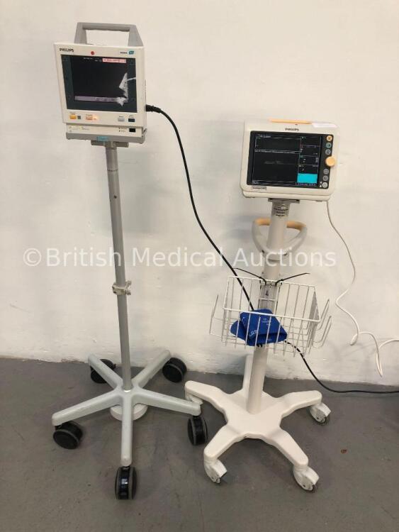 1 x Philips M3046A M3 Patient Monitor on Stand * Mfd 2004 * and 1 x ...