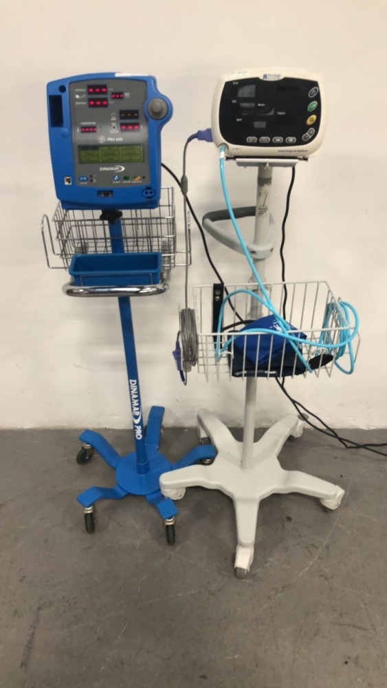 1 x GE Dinamap Pro 400 Patient Monitor on Stand and 1 x Huntleigh ...