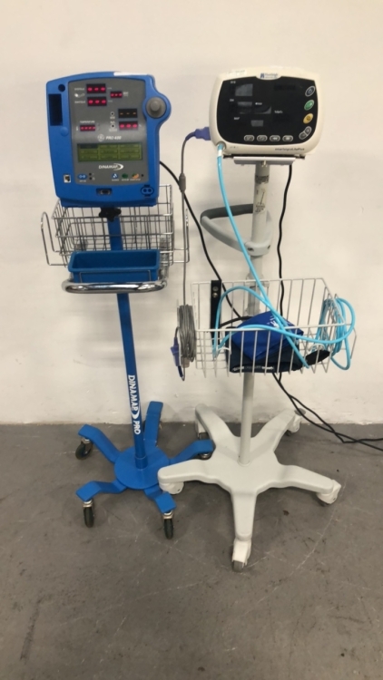 1 x GE Dinamap Pro 400 Patient Monitor on Stand and 1 x Huntleigh ...