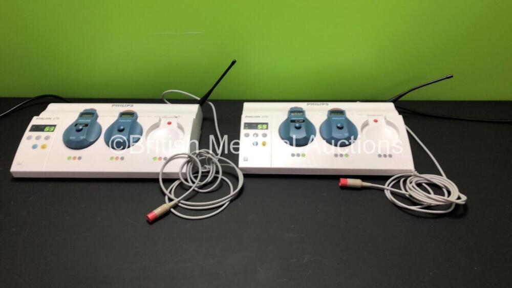 2 x Philips Avalon CTS M2720A Fetal Transducer Systems with 2 x Toco ...