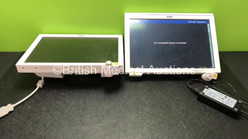 2 x Drager Infinity C700 Monitors with 1 x Power Supply (Both Power Up ...