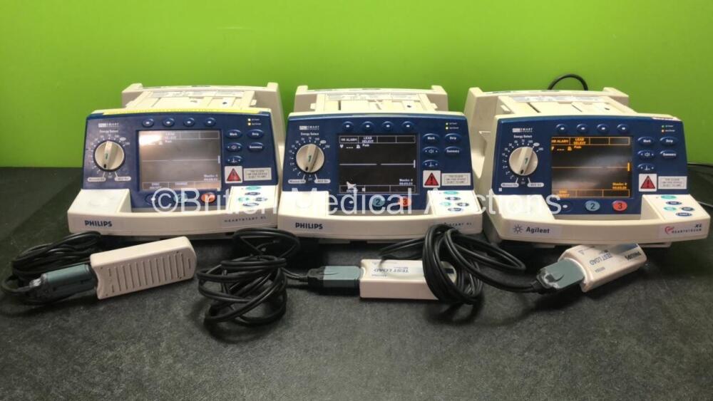 2 x Philips Heartstart XL Smart Biphasic Defibrillators Including Pacer ...