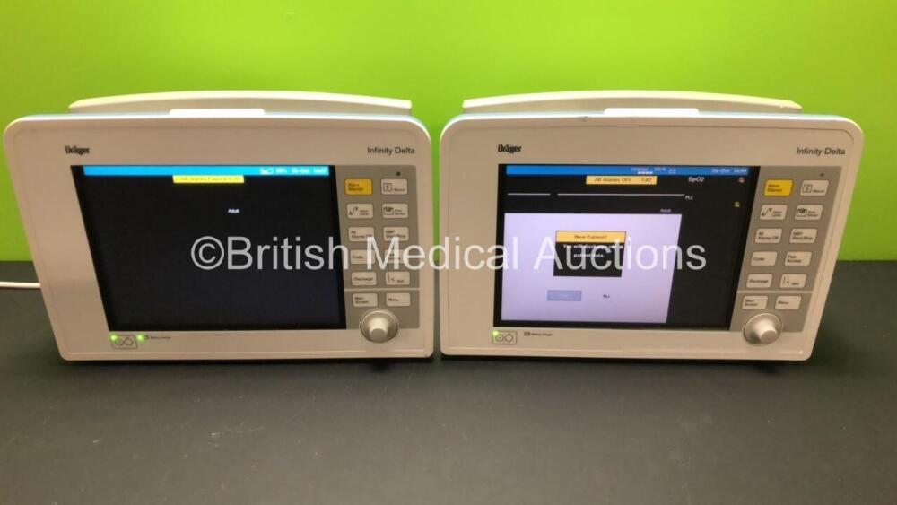 2 x Drager Infinity Delta Patient Monitors with HemoMed 1, Aux - Hemo 2 ...