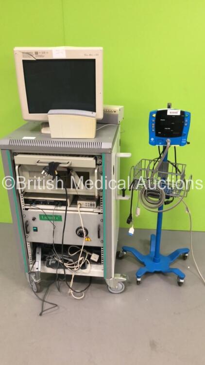 1 x GE Dinamap Carescape V100 Vital Signs Monitor on Stand with SPO2 ...