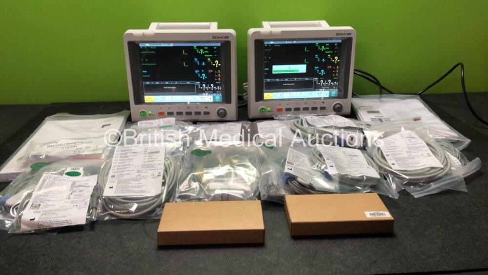2 x EDAN iM60 Touch Screen Patient Monitors Including ECG, SpO2, NIBP ...