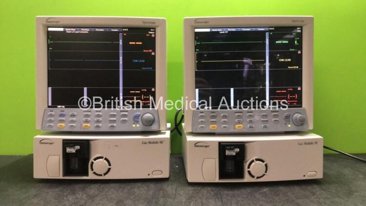 2 x Datascope Spectrum Patient Monitors Including ECG, IBP1, IBP2, SpO2 ...
