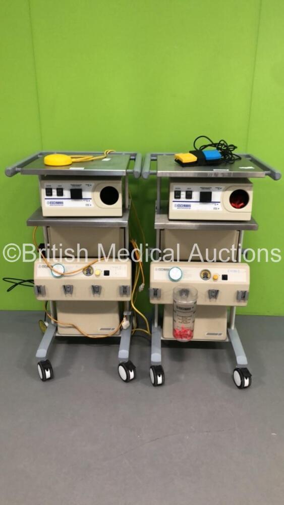 2 x Eschmann ST80 Suction Trolleys with 2 x Eschmann Smoke Evacuation ...