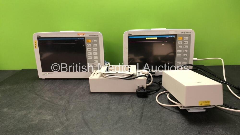 2 x Drager Infinity Delta XL Patient Monitors with HemoMed 1, Aux/Hemo ...