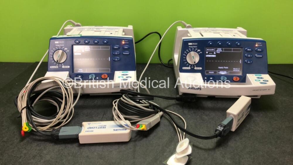 2 x Philips Heartstart XL Smart Biphasic Defibrillator with Pacer, ECG ...
