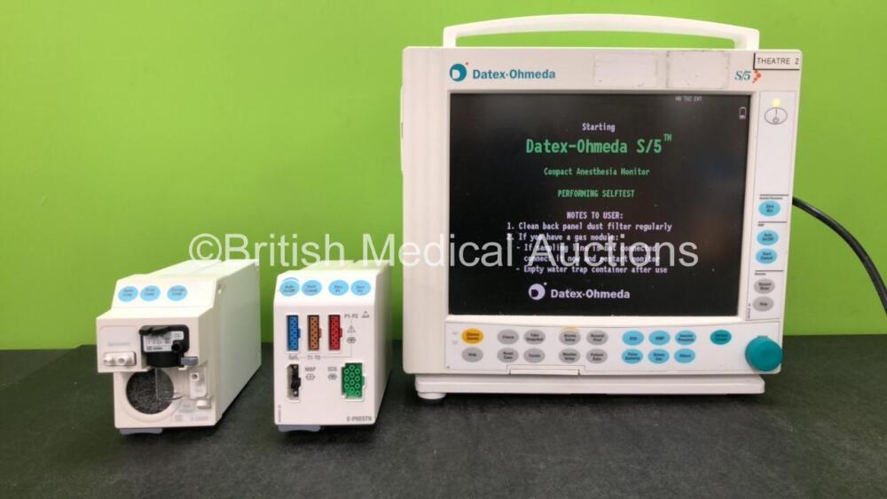 GE Datex Ohmeda S/5 Compact Anesthesia Monitor with 1 x GE E-CAiOV ...