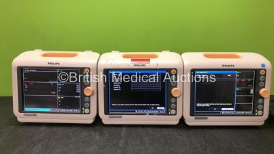 3 x Philips Suresign VM4 Patient Monitors Including ECG, SpO2 and NIBP ...