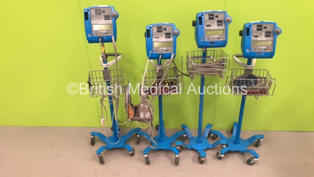3 x GE Dinamap Pro 400 and 1 x Pro 400V2 Vital Signs Monitors on Stands ...