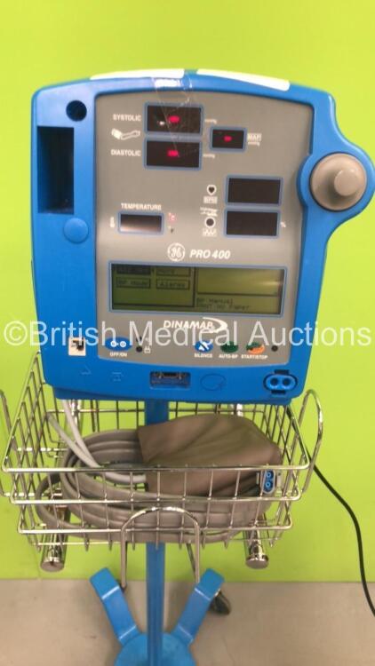 3 x GE Dinamap Pro 400 and 1 x Pro 400V2 Vital Signs Monitors on Stands ...