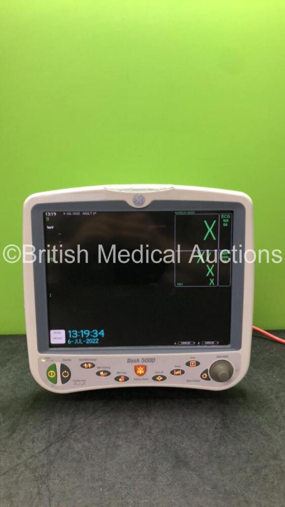 GE Dash 5000 Patient Monitor Including ECG, NBP, CO2, BP1/3, BP2/4 ...