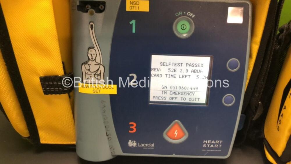 2 x Laerdal Heartstart FR2 Defibrillators in Carry Bags with 1 x ...