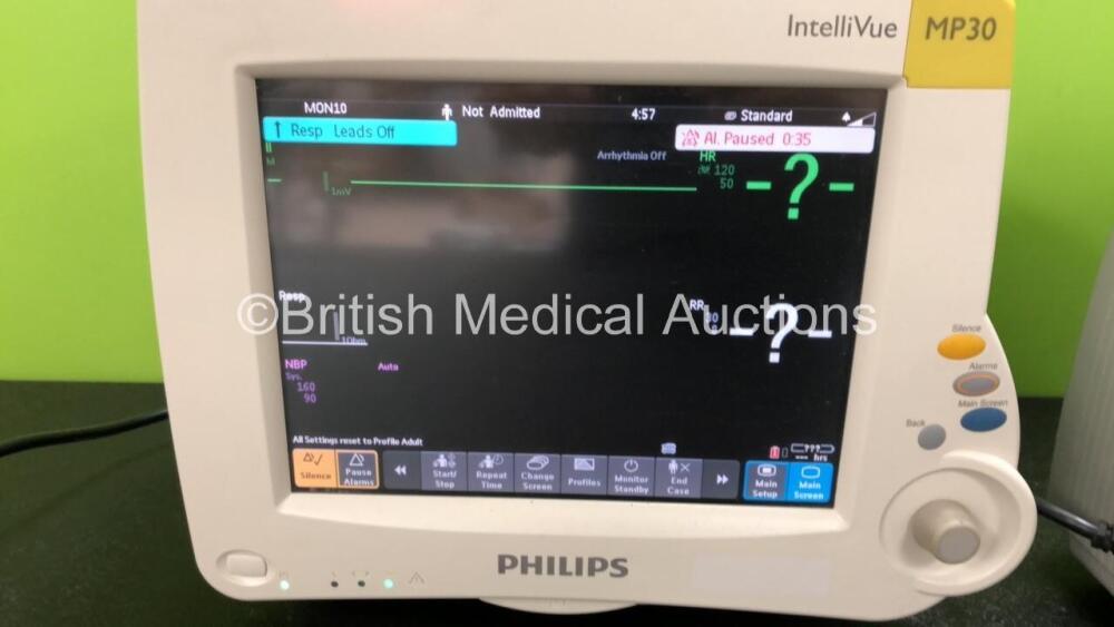 2 x Philips IntelliVue MP30 Patient Monitors with 2 x Philips ...