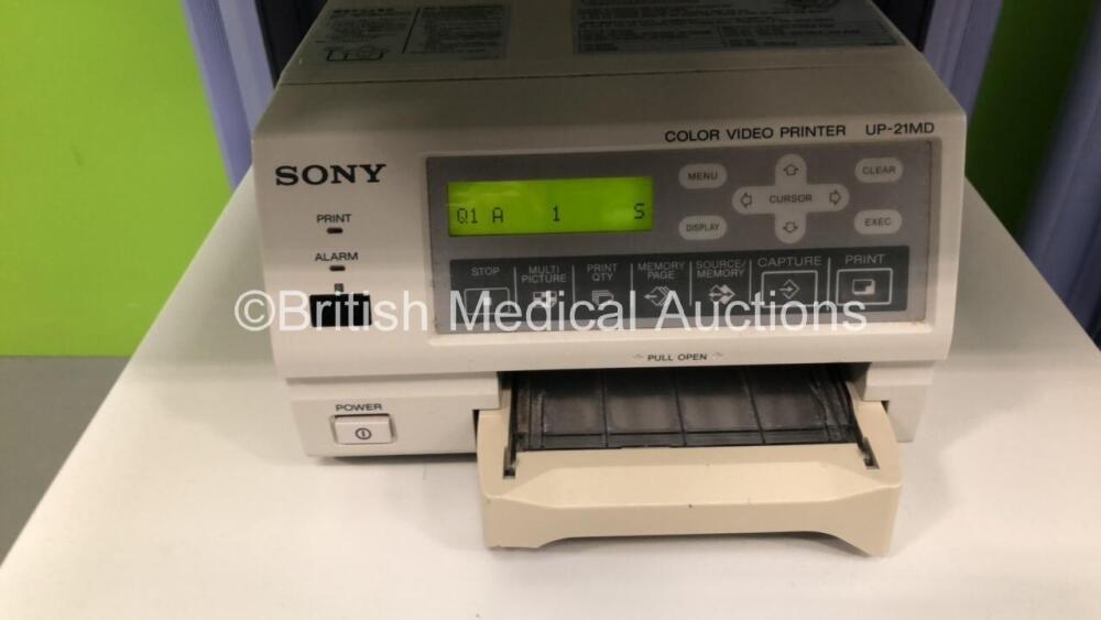 2 x Olympus Stack Trolleys with Olympus OEV261H Monitor, Olympus ECS ...