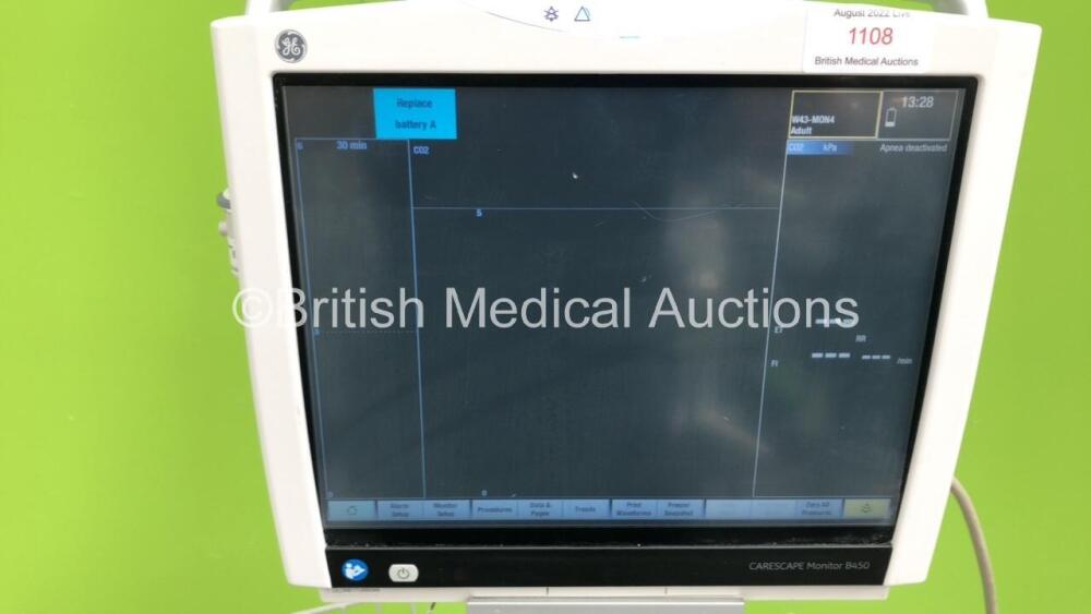 GE Carescape Monitor B450 with GE Patient Data Module Ref 2016793-002 ...