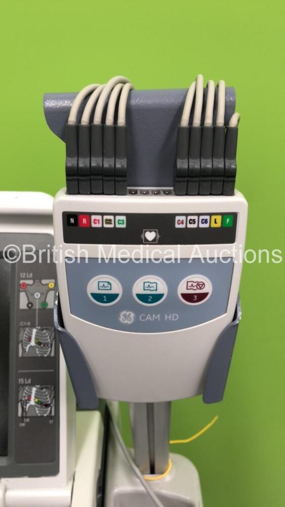 GE MAC 5500 ECG Machine on Stand with 10 Lead ECG Leads (Powers Up with ...