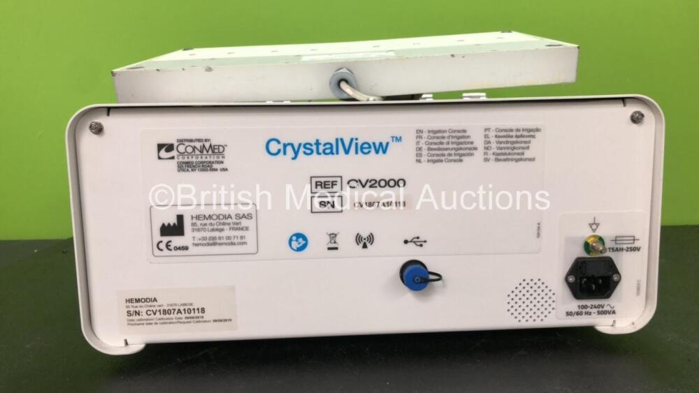 ConMed Crystal View Ref CV2000 Irrigation Console with Footswitch ...