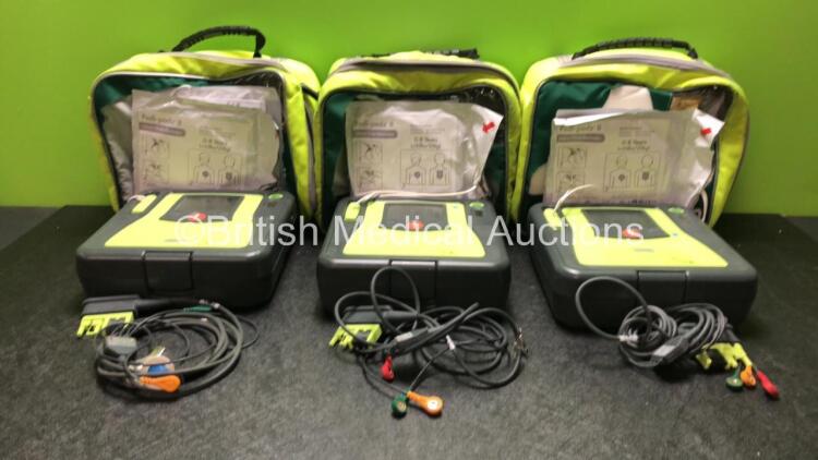 3 x Zoll AED PRO Defibrillators with 3 x Batteries , 3 x 3 Lead ECG ...