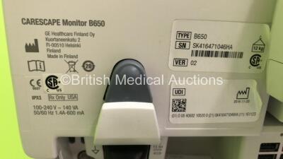 GE Carescape B650 Monitor on Stand with GE Patient Data Module Ref ...