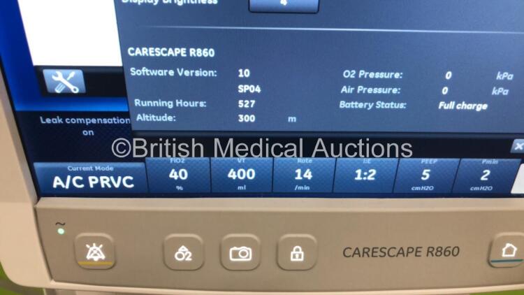 GE Carescape R860 Ventilator Ref 1506-8600-000 Software Version 10 SP04 ...