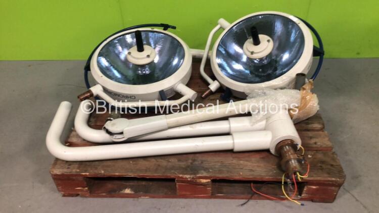 2 x Chromophare D530 Plus Ceiling Mounted Operating Lights with 2 x ...