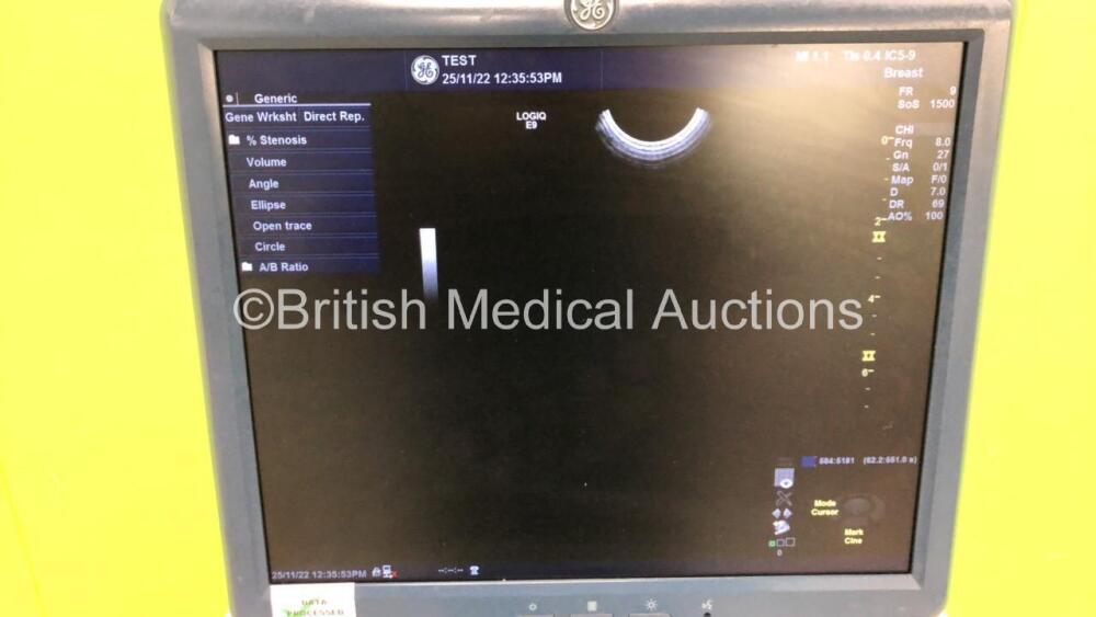 GE Logiq E9 Flatscreen Ultrasound Scanner *Mfd - Feb 2014* Software ...