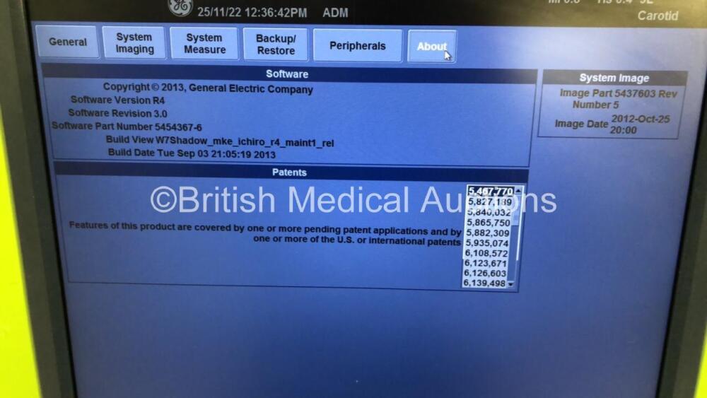 GE Logiq E9 Flatscreen Ultrasound Scanner *Mfd - Feb 2014* Software ...