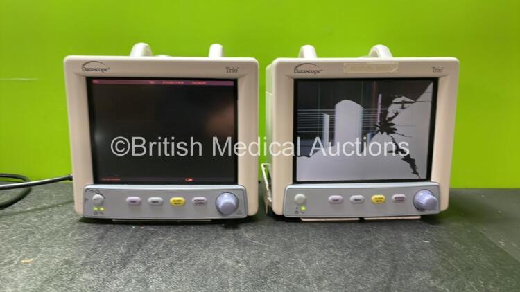 2 x Mindray Datascope Trio Patient Monitors Including ECG, SpO2, T1 and ...