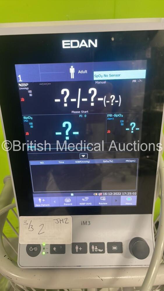 1 x Welch Allyn 52000 Series Vital Signs Monitor on Stand, 1 x Edan iM3 Patient Monitor on Stand ...