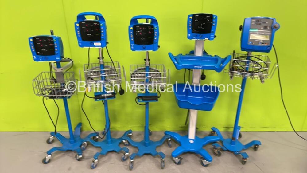 2 x GE Dinamap Carescape V100 Vital Signs Monitors on Stands (Power Up ...