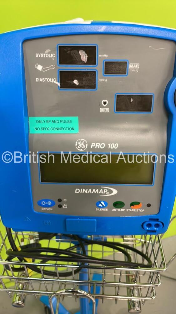 2 x GE Dinamap Carescape V100 Vital Signs Monitors on Stands (Power Up ...