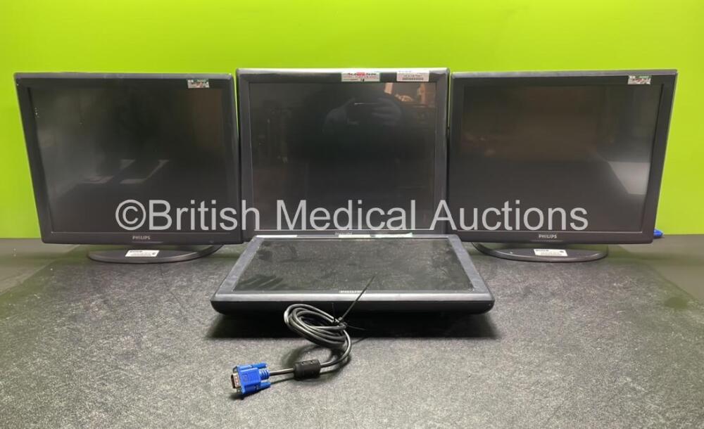 4 x Philips 19 Inch LCD Monitors *SN C11C004406, C11C004410, A15C016213 ...