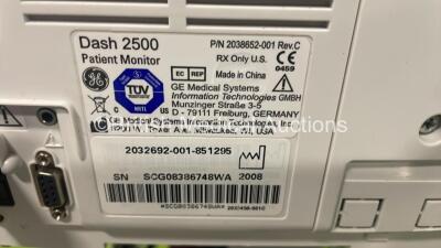 2 x GE Dash 2500 Patient Monitors on Stands with SPO2, ECG and NIBP ...