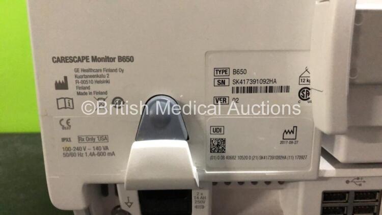GE B650 Touch Screen Patient Monitor *Mfd 2017* with 1 x GE E-CAiOV Gas ...