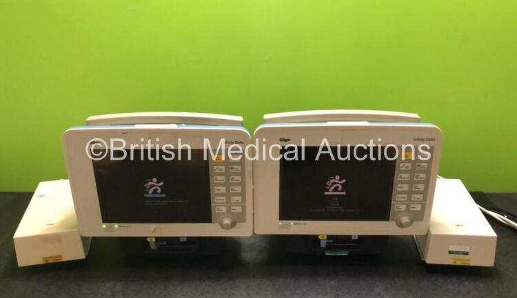 2 x Drager Infinity Delta Patient Monitors with HemoMed 1, Aux/Hemo 3 ...