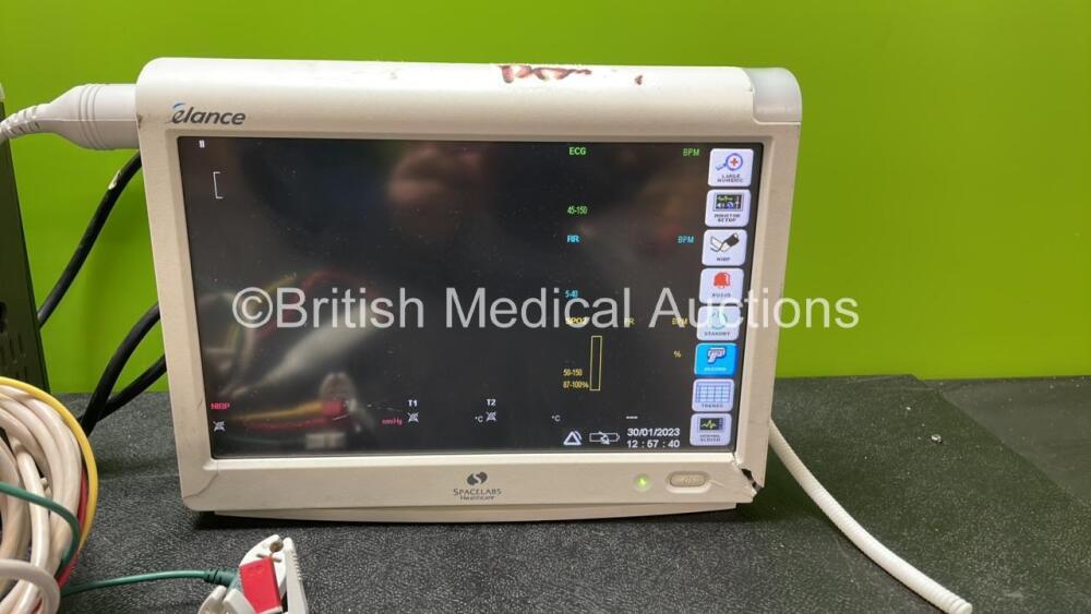 2 x Spacelabs elance Monitors Including NIBP, SpO2, T1 and T2 Options ...