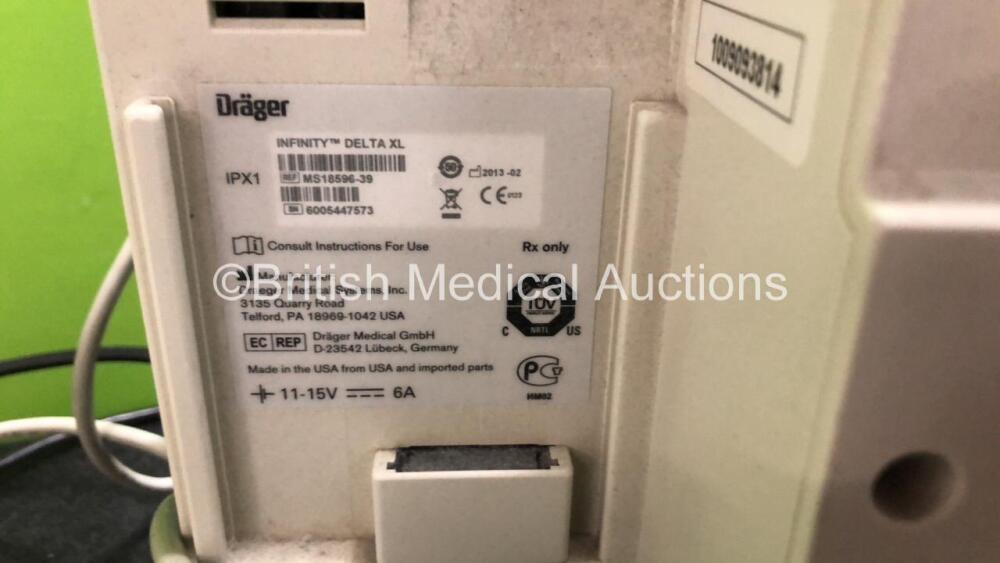 2 x Drager Infinity Delta XL Patient Monitors with HemoMed 1, Aux/Hemo ...