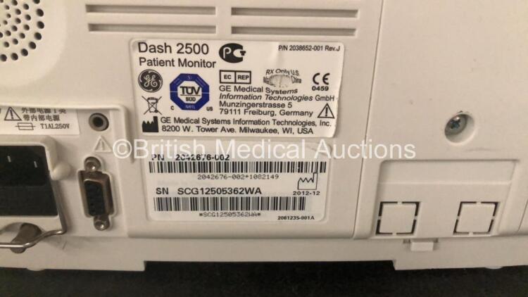 GE Dash 2500 Patient Monitor Including ECG SpO2 and NIBP Options ...