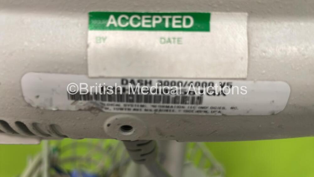 1 x GE DASH 3000 Patient Monitor on Stand with BP1/3, BP2/4, SPO2, Temp ...