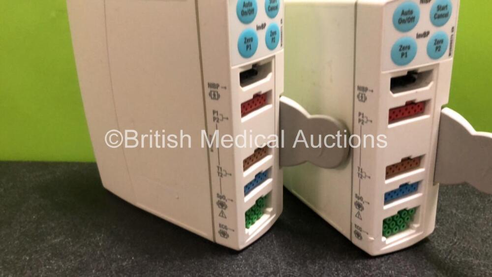 2 x GE Type E-PSMP-00 Modules with ECG, SpO2, T1, T2, P1, P2 and NIBP ...