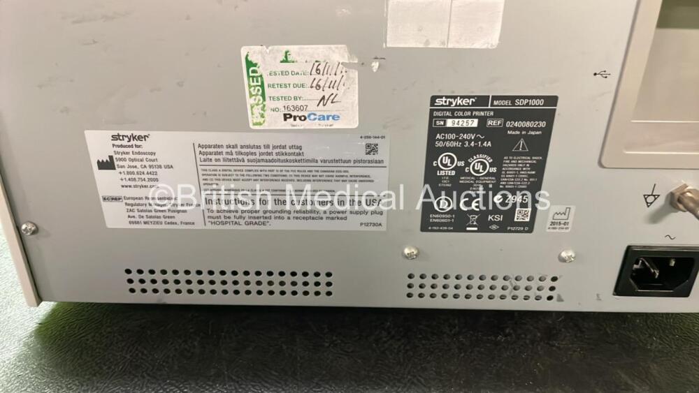 Stryker Model SDP1000 Printer (Powers Up) *SN 94257* | March 2023 Mixed ...