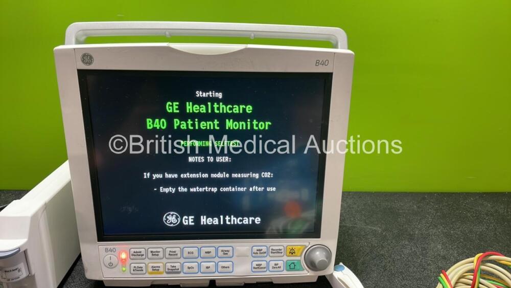 GE B40 Patient Monitor Including ECG, SpO2, NIBP, T1-T2 and IBP1-IBP2 ...
