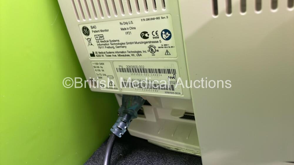 GE B40 Patient Monitor Including ECG, SpO2, NIBP, T1-T2 and IBP1-IBP2 ...