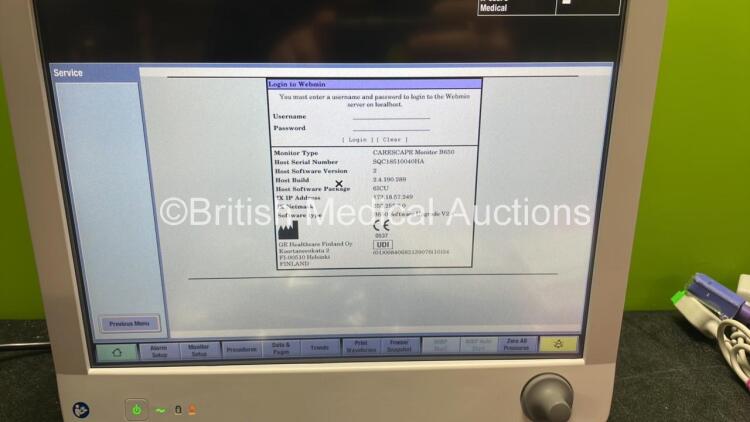 GE Carescape B650 Touch Screen Patient Monitor * Mfd - 02-2019 * with 1 ...