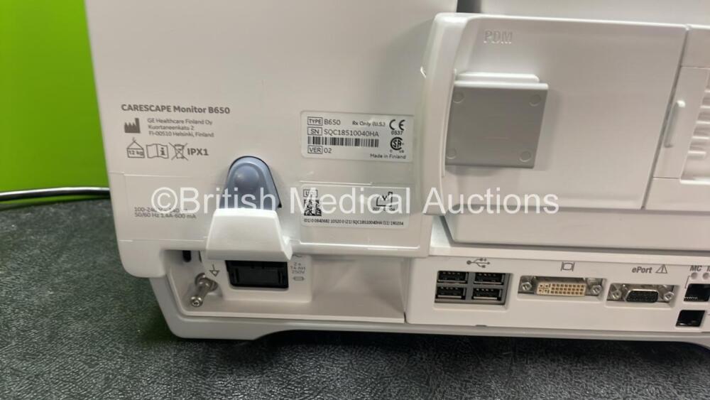 GE Carescape B650 Touch Screen Patient Monitor * Mfd - 02-2019 * with 1 ...
